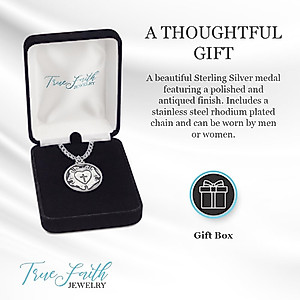 TrueFaithJewelry Sterling Silver Luther's Rose Lutheran Cross Medal Pendant Necklace, 3/4 Inch