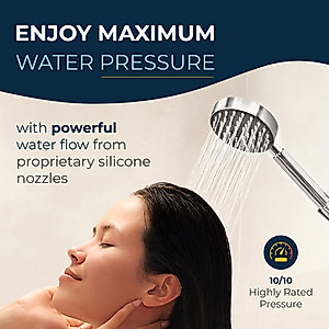 ALL METAL Handheld Shower Head with Hose and Brass Holder- CHROME - 2.5 GPM High Pressure Shower Heads - Hand Shower Head with Adjustable Shower Wand Bracket - 6ft Flexible Extension