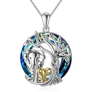 TOUPOP Mothers Day Gifts from Daughter Sterling Silver Tree of Life Elephant Pendant Necklaces Mother Daughter Jewelry Gifts for Women Mom Mother from Daughter Son