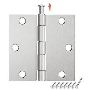 HOSOM 6 Pack Door Hinges 3.5 Inch with Square Corner, Satin Nickel Interior Door Hinge for Bedroom, Bathroom, Cabinet, and More