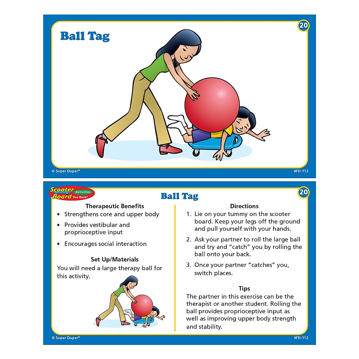 Super Duper Publications | Scooter Board Activities Fun Deck | Occupational Therapy Flash Cards | Educational Learning Materials for Children