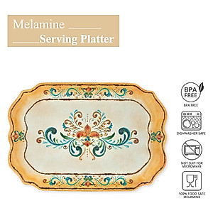 Supreme Housewares 20 Inch Melamine Serving Tray Serving Platter Rectangular Tray BPA-Free Large Tray for Charcuterie, Food, Fruit, Snack, and Dessert (Tuscany)