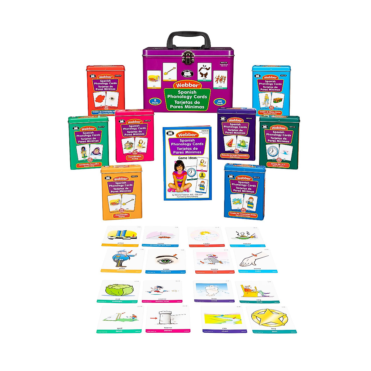 Super Duper Publications | Webber® Spanish Phonology Flash Cards (8 Total Fun Decks) | Educational Resource for Children