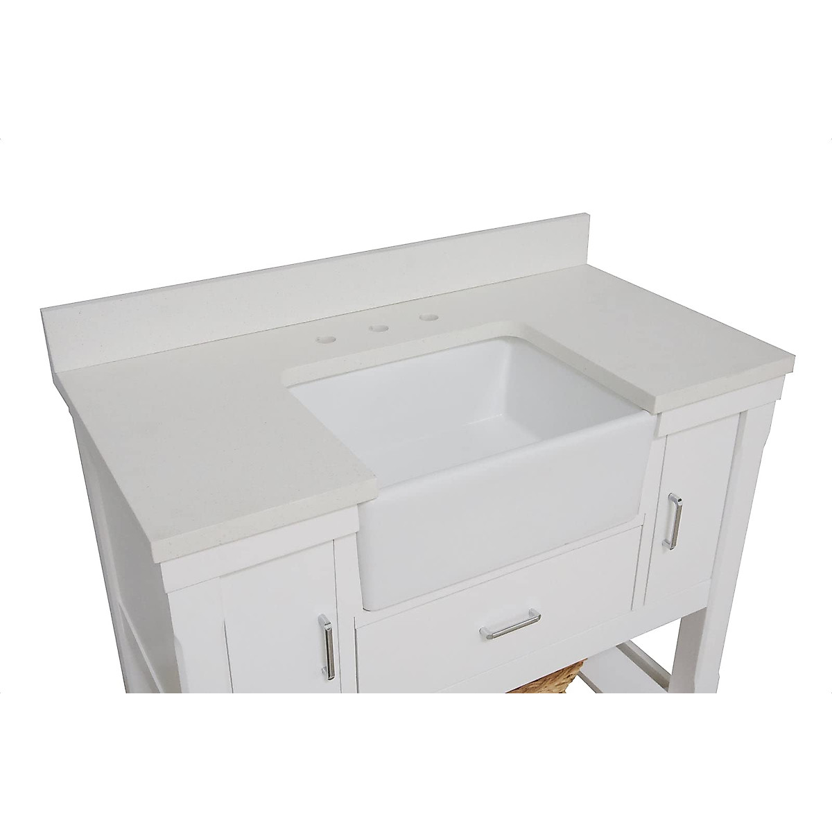 Charlotte 42-inch Farmhouse Bathroom Vanity (Quartz/White): Includes White Cabinet with Stunning Quartz Countertop and White Ceramic Apron Sink