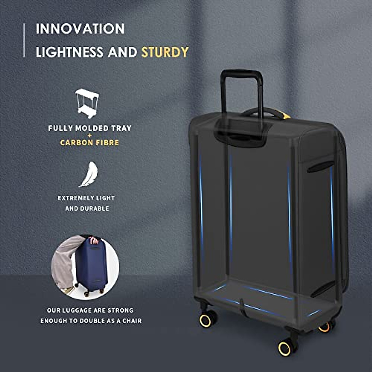 Verage Cambridge Lightweight 2 Piece Luggage Sets,Softside Expandable Spinner Wheel Suitcase,Black,2-Piece Set(20/24)