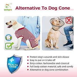 LovinPet Recovery Shirt - Full Coverage Dog's Bodysuit Wound Protective Surgical,E-Collar Alternative Recovery Snugly Suit for Abdominal Wounds After Surgery Anti-Licking Dog Onesies,Short Legs,XL