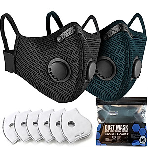 BASE CAMP Family Pack Multicolor Upgrade M Plus Dust Mask, Dust Face Mask with with 6 Activated Carbon Filters, Safety Work Masks for Woodwork Construction Yard Lawn Paint