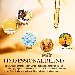 Self Tanning Drops - Sunless Tan for a Sun-Kissed Bronze - Beauty Skin Self Tanner - Gradual Glow for Face and Body - Long-Lasting for a Week, 1.01 Fl Oz