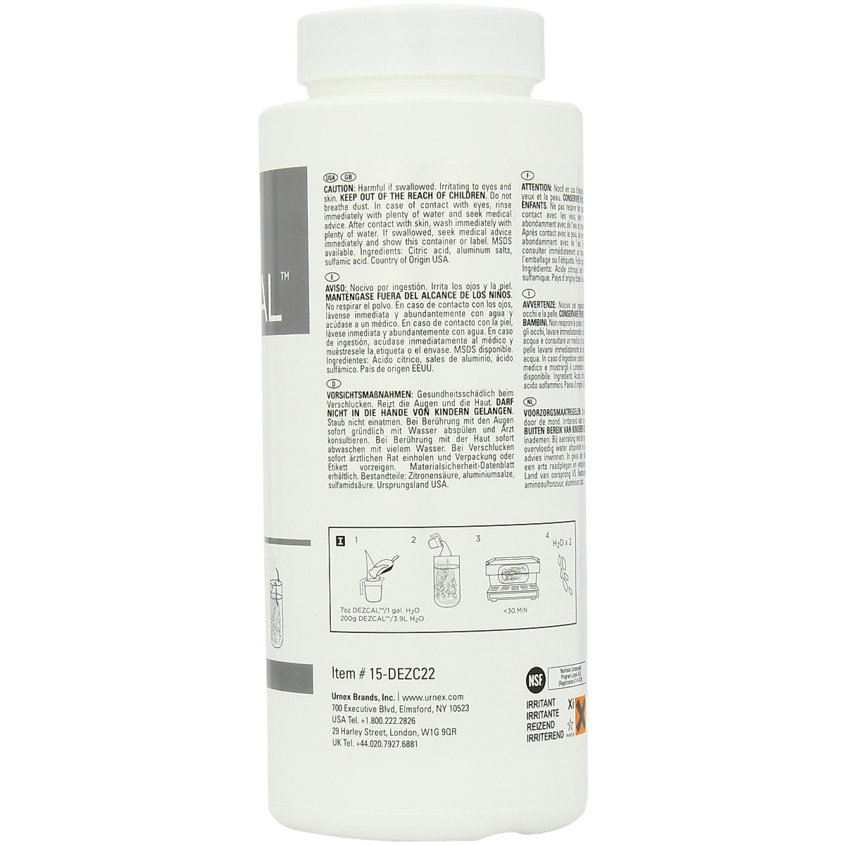 Urnex Dezcal Coffee and Espresso Machine Descaler Activated Scale Remover - 900g Bottle - Fast Effective Descaling Of Boilers and Heating Elements Faucets Spray Heads Milk Systems