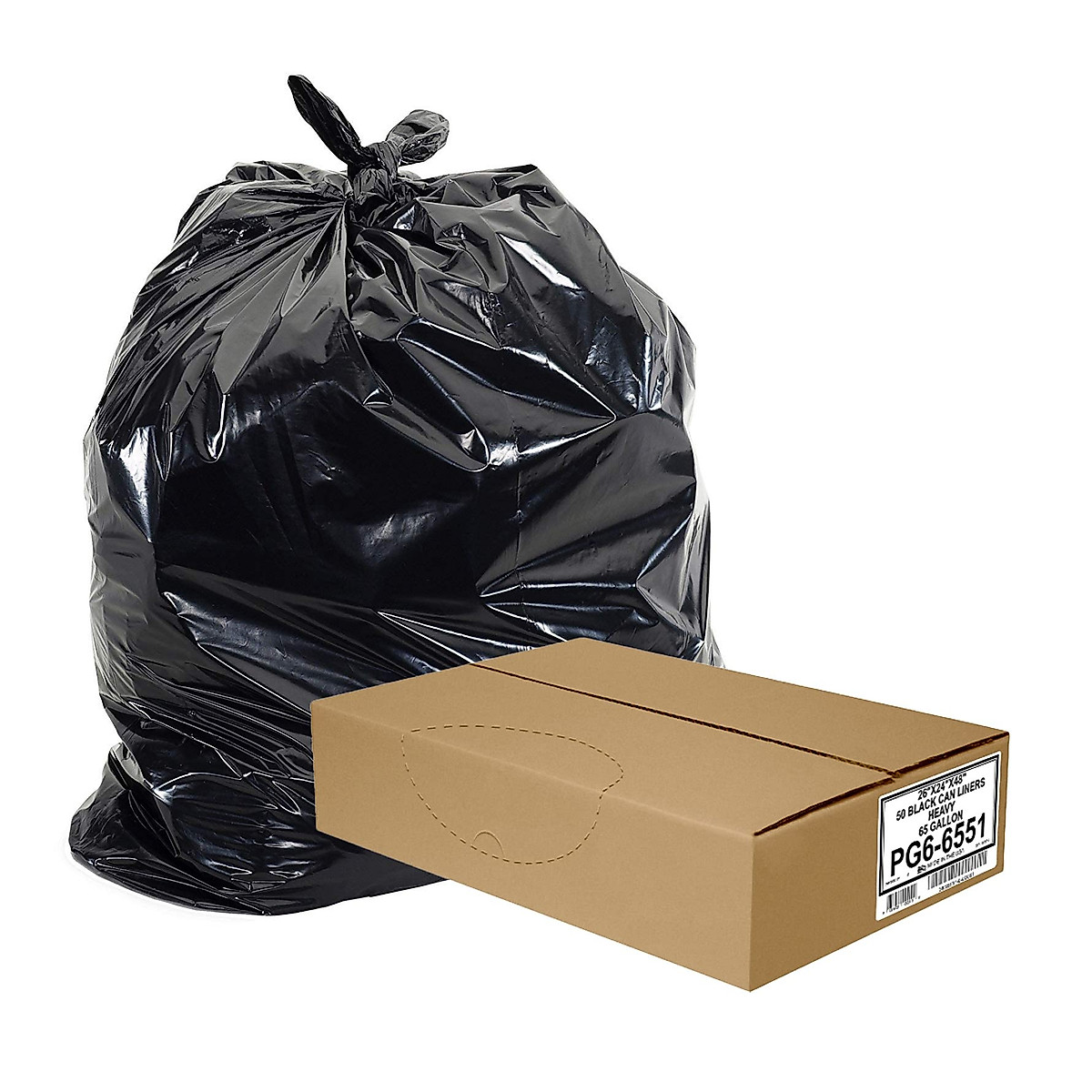 Aluf Plastics 65 Gallon Trash Bags Heavy Duty - (Huge 50 Pack) - 1.5 MIL - 50" x 48" - Large Black Plastic Garbage Can Liners for Contractor, Lawn and Leaf, Outdoor, Storage, Commercial, Industrial