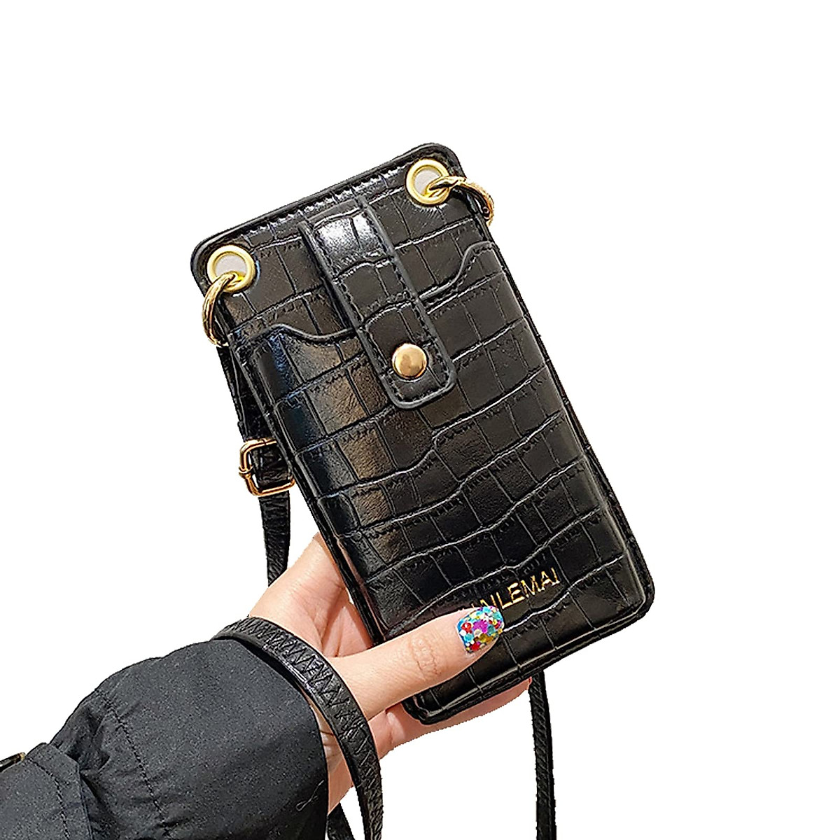 Cecety TM Cell Phone Purse Small Crossbody Bag Wallet Case for iPhone 13 12 11 Pro Max/Samsung Galaxy S20 S21 FE S22 A53 A52 (Black)