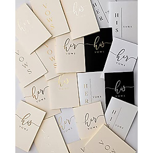 UNITED ESELL Wedding Vow Books His and Hers – Real Gold Foil Bride and Wedding Notebook with 28 Pages - 5,9" x 3.9" – Vow Renewal - Bridal Shower Gifts - Time Capsule Love Letter (Black)