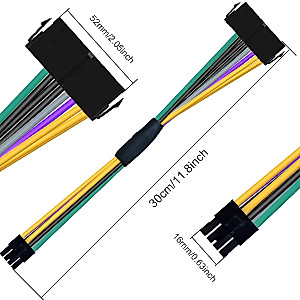 DKARDU 24 Pin to 8 Pin ATX, PSU Power Supply Adapter Cable for DELL Optiplex Motherboards 3020 7020 9020 30cm 12-inch 18AWG