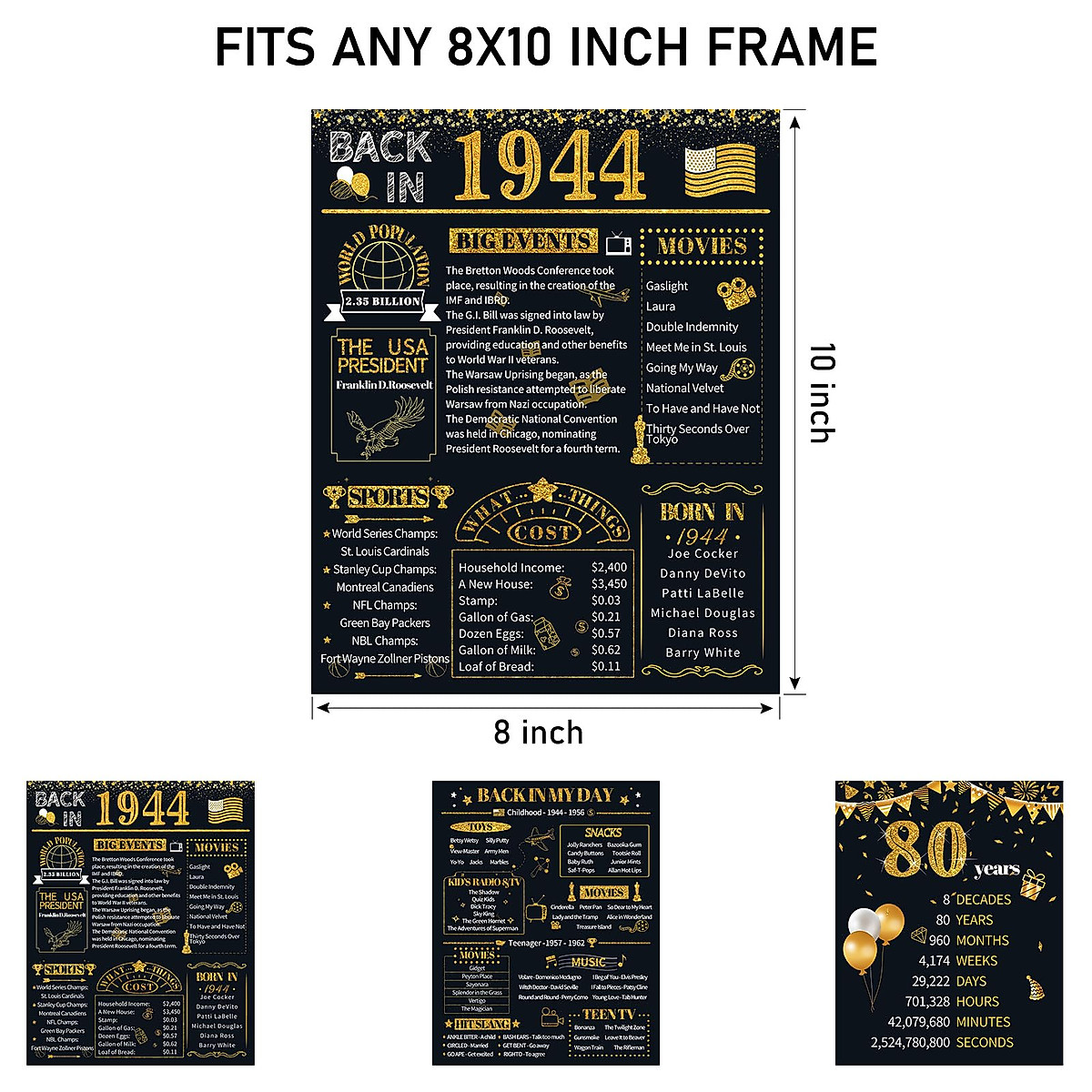 HOMANGA 51 Birthday Decorations for Men, 3 Pieces 51 Birthday Anniversary Posters, Back in 1973 Party Decoration Supplies, 51st Gifts for Men and Women Black Gold 8x10 Inch