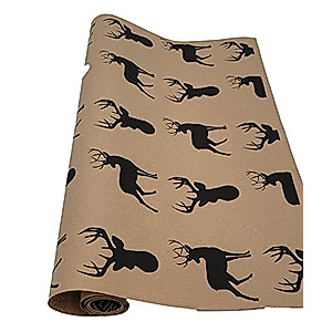 White Tailed Deer on Kraft Gift Wrapping Paper - 24"x10'