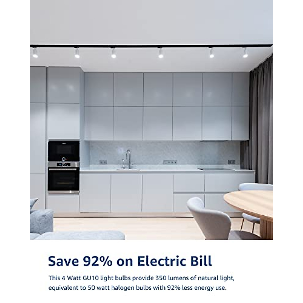 LE GU10 LED Light Bulbs Non-Dimmable, 5000K Daylight White GU10 Bulb Replacement for Recessed Track Lighting, 4W LED Bulbs with 100°Flood Beam for Kitchen, Range Hood, Living Room, Bedroom, 6 Pack