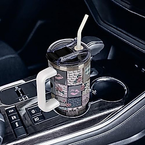 Niapessel Leak Proof Tumbler, Insulated Water Bottles with Straw, Retro Paris Art Insulated Cup with Handle 40 Oz Stainless Steel Flask for School, Travel, Car, Sports, Work