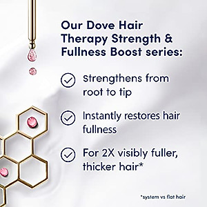 Dove Hair Therapy Conditioner Strength & Fullness Boost Strengthening Treatment for Thin, Fine Hair Sulfate Free Conditioner for 2X Visibly Fuller, Thicker Hair 33.8 oz