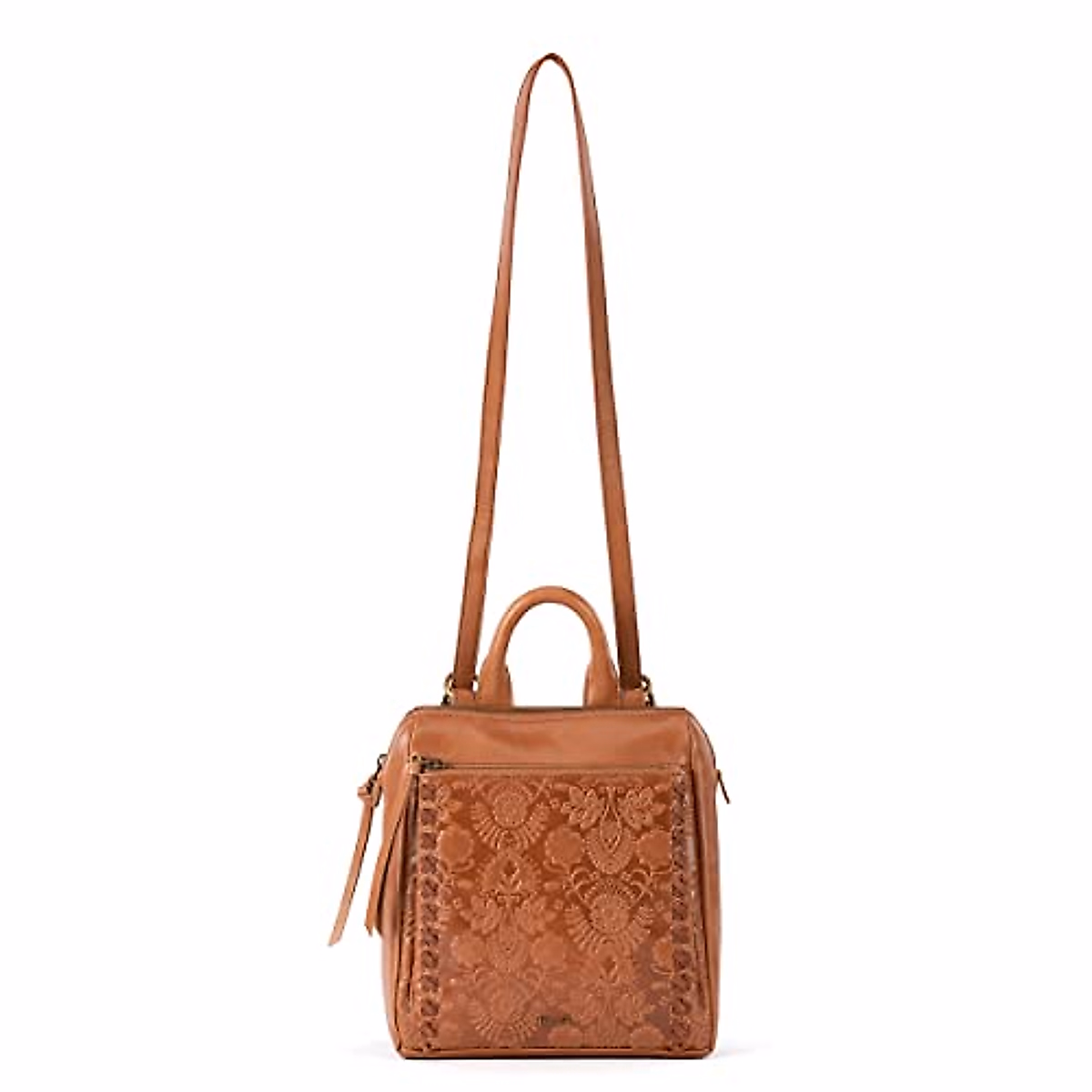 the sak Women's Loyola Mini Convertible Backpack in Leather, Slate Leaf Embossed, One Size
