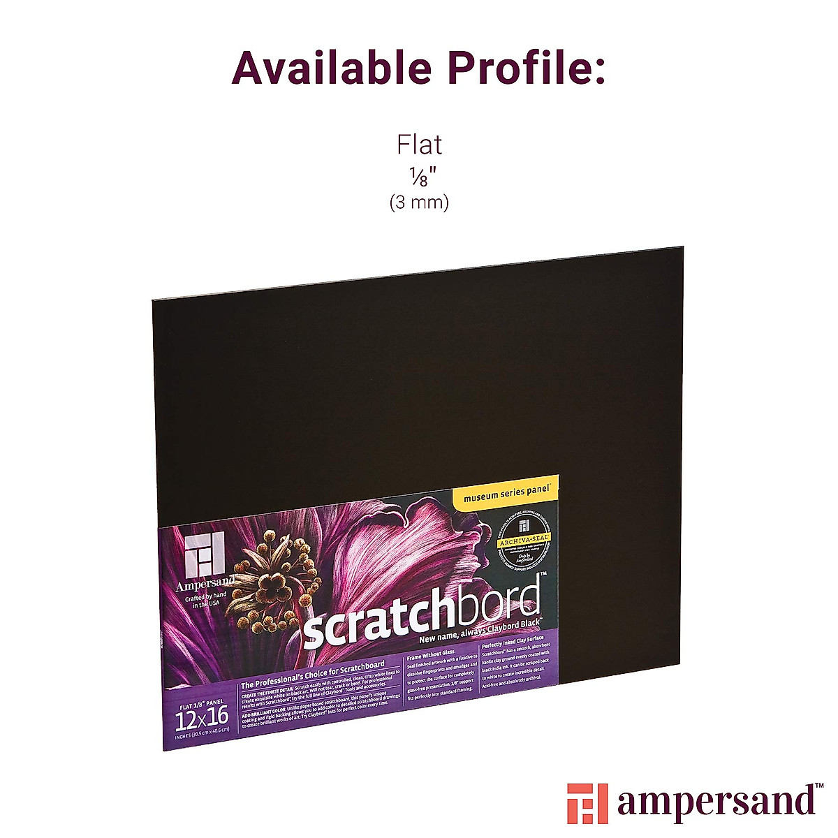 Ampersand Art Supply Scratch Art Panel: Museum Series Scratchbord, 1/8 Inch Flat Profile, 5" x 7" - Pack of 3