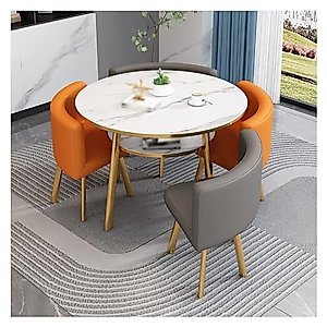 Round Dining Table And Chair Set,Round Dining Table And Upholstered Chairs For Four Person,Table Office Conference Table,Balcony Table,Office Conference 80cm,Bedroom Cafe Hotel Corridor Apartment ( Co