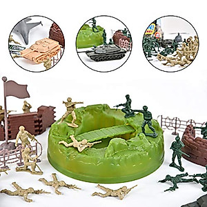 Sunny Days Entertainment Military Battle Group Bucket Over 100 Assorted Soldiers and 20 Accessories Toy Play Set for Kids, Boys and Girls | Plastic Army Men Figures with Storage Container