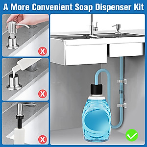 Built in Sink Soap Dispenser or Lotion Dispenser for Kitchen Sink, Soap Dispenser Extension Tube Kit, under Counter Soap Dispenser, Powerful Suction Check Valve & 41" Hose, Fit Most Soap Containers