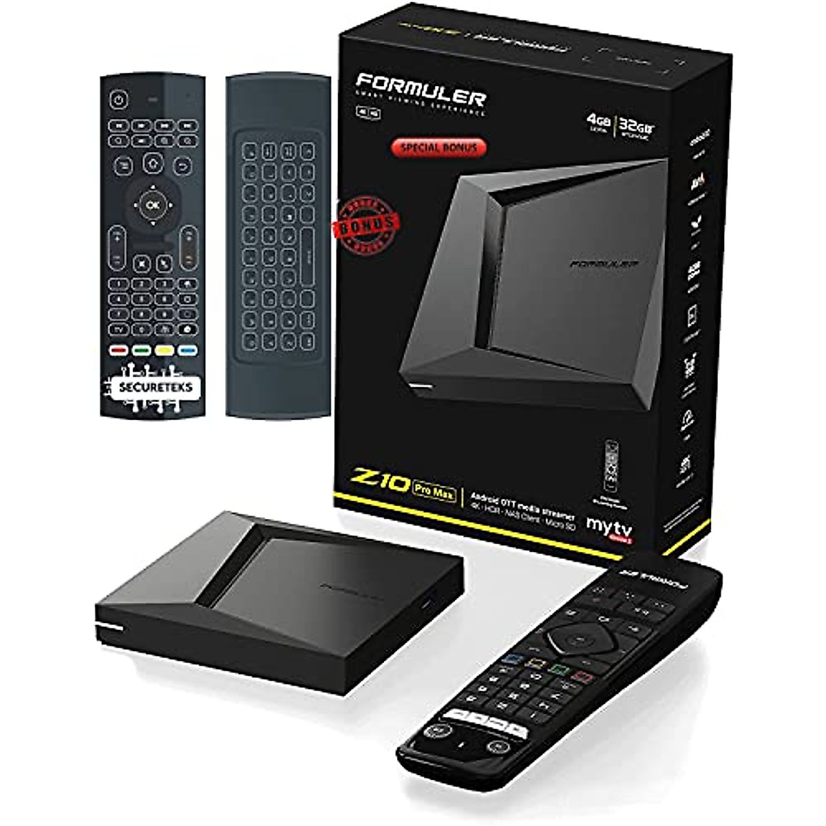 Dreamlink/Formuler New Advance Z10 Pro Max 2021 Latest Box with IR Learning Remote-Ultimate 4K UHD Android OTT Media Streamer + Bonus Secureteks MX3 AirMouse Keyboard with Backlit