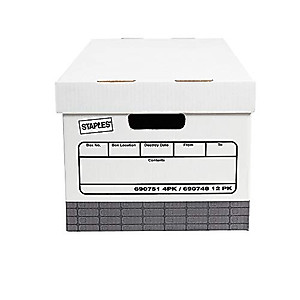 Staples 690748 Recycled Corrugated Bxes Medium-Duty Letter Size White/Gray 12/Ct