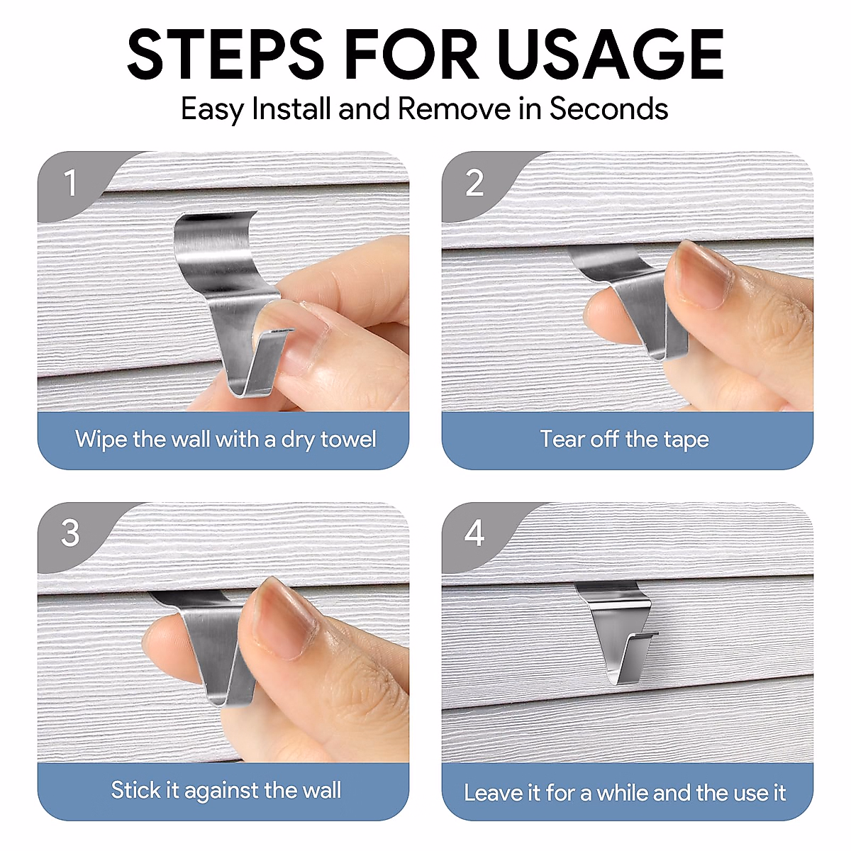 20Pcs Vinyl Siding Hooks for Hanging Outdoors, No Hole Needed Siding Clips to Hang Things, Vinyl Heavy Duty Command Hooks Siding Clips for Hanging, Stainless Steel Hooks for Hanging Outdoor Home Decor