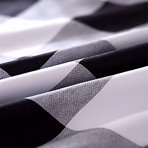 Farmhouse Buffalo Checked Bedding Set Black Gray White Plaid Comforter Cover Twin,Soft Lightweight Grid Bedspreads, 1 Lattice Duvet Cover , 1 Pillow Sham Modern Geometric Decor Grey Quilt,Zipper