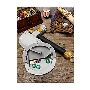 MunnyGrubbers - Axe Dice Holder & Dice Tray with Health Tracker - (Random 7PCS D20 Dice Set Included) - Tabletop Roleplaying Game - Dice Storage - Dice Roller - DND - Dungeons and Dragons - (Silver)