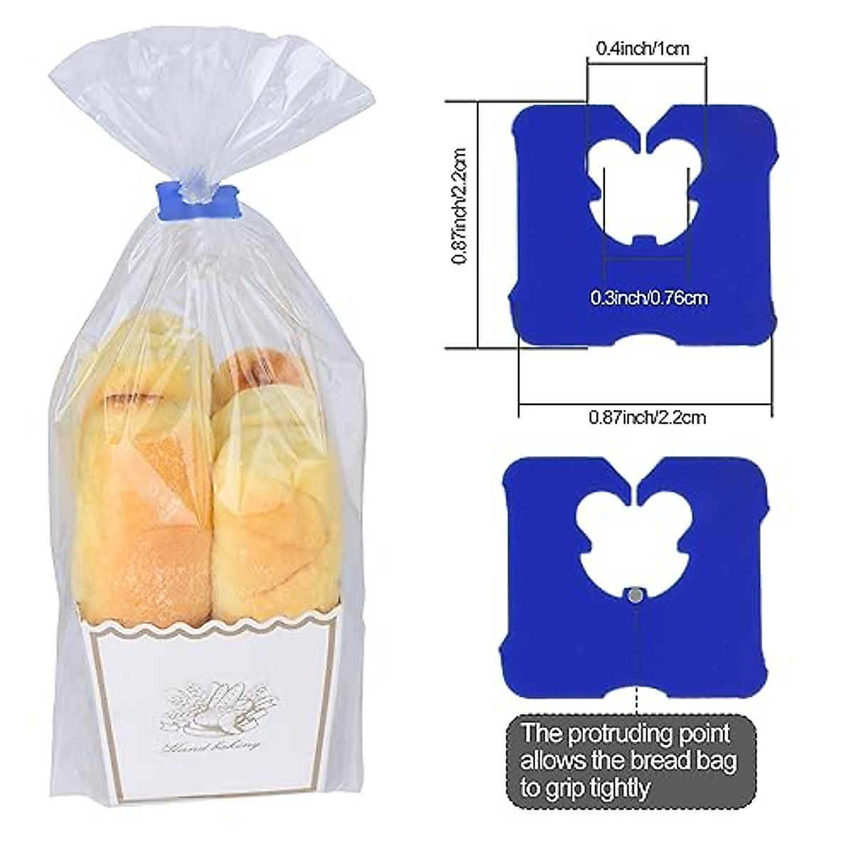 100 Pieces Reusable Blue Plastic Bread Clips Keep Your Food Fresh, Food Storage Bag Clips 7/8 x 1 Inches
