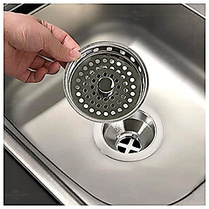 Highcraft 9734 Heavy Duty Kitchen Sink (3-1/2 Inch) Stainless Steel Drain Assembly with Strainer Basket Kohler Style Stopper, Stainless-Steel