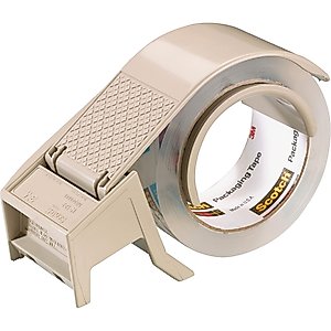 Scotch H122 Industrial Packing Tape Dispenser with Built-In Brake for 2" Tape – Lightweight and Compact for Commercial Packaging, Shipping, Moving, Carton and Box Sealing, Gray