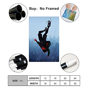 Queosmpei Miles Morales Jump Poster Canvas Wall Art Picture Print Painting for Home Wall Decor 16x24inch(40x60cm)