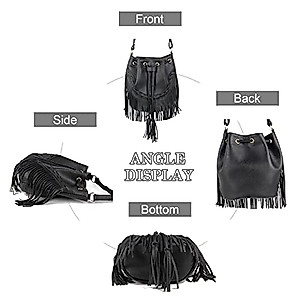 Lanpet Women Fringed Tassel Cross Body Bag Leisure Boho Bucket Shoulder Bag