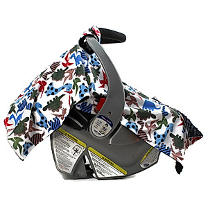 Dear Baby Gear - Baby Car Seat Canopy - Infant Car Seats Covers - Carseat Canopies for Boys and Girls - Toddler Carseat Cover with Snap Opening (Prehistoric Multicolored Dinosaur, Black Dot 40"x30")
