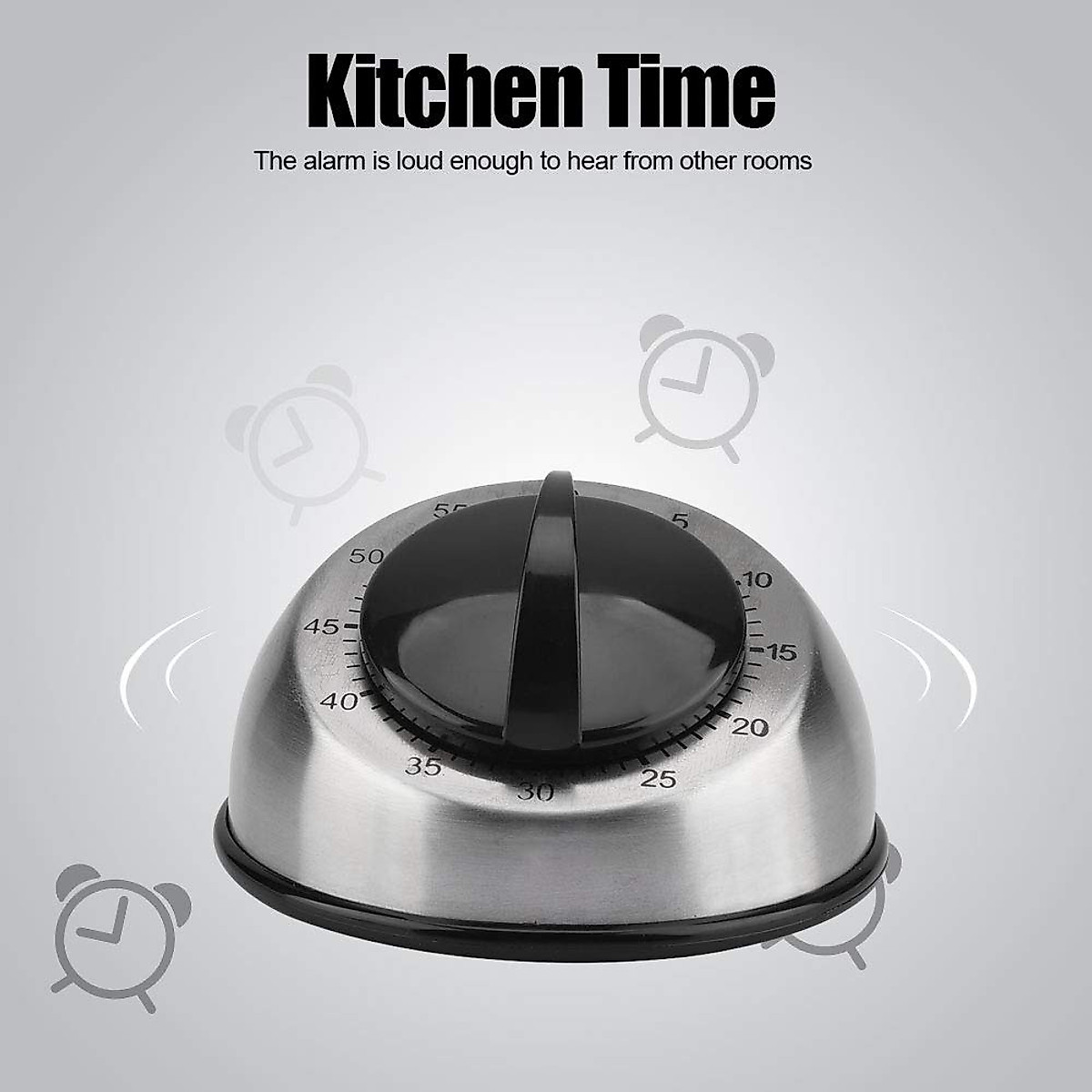 Kitchen Timer, 60 Minutes Stainless Steel Kitchen Timer Mechanical Wind-Up Timer Time Reminder for Cooking Baking Sports Games