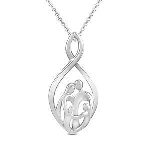 Amazon Collection Sterling Silver Family Infinity Pendant Necklace, 18"