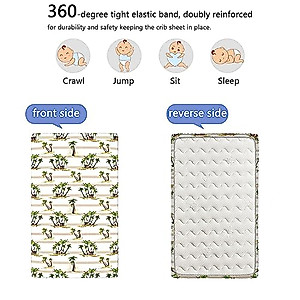 Exotic Themed Fitted Mini Crib Sheets,Portable Mini Crib Sheets Soft Toddler Mattress Sheet Fitted - Crib Mattress Sheet or Toddler Bed Sheet,24“ x38“,Multicolor