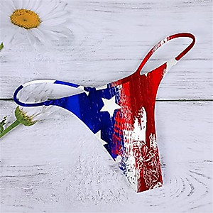 Underwear Women G String Thongs for Women Sexy Slutty American Flag Print Low Rise T-Back Tangas Breathable Bikini Lightweight Underpantscotton Underwear for Women Wine