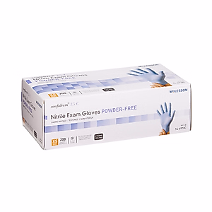 McKesson Confiderm 3.5C Nitrile Exam Gloves - Powder-Free, Latex-Free, Ambidextrous, Textured Fingertips, Chemo Tested, Non-Sterile - Blue, Size XS, 200 Count, 10 Boxes, 2000 Total