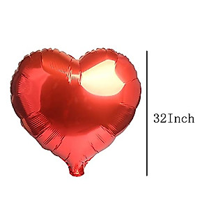 32Inch Red Heart Shape Foil Balloons.Wedding Anniversary Bridal Shower Marriage Engagement Party Supplies 2Pcs