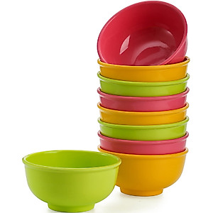 DEAYOU 9 Pack Melamine Bowls, 28 Oz Unbreakable Large Cereal Soup Salad Bowl, 6" Reusable Mixing and Serving Bowls for Party, Colorful Snack Bowls for Children, Chip-Resistant, Dishwasher Safe