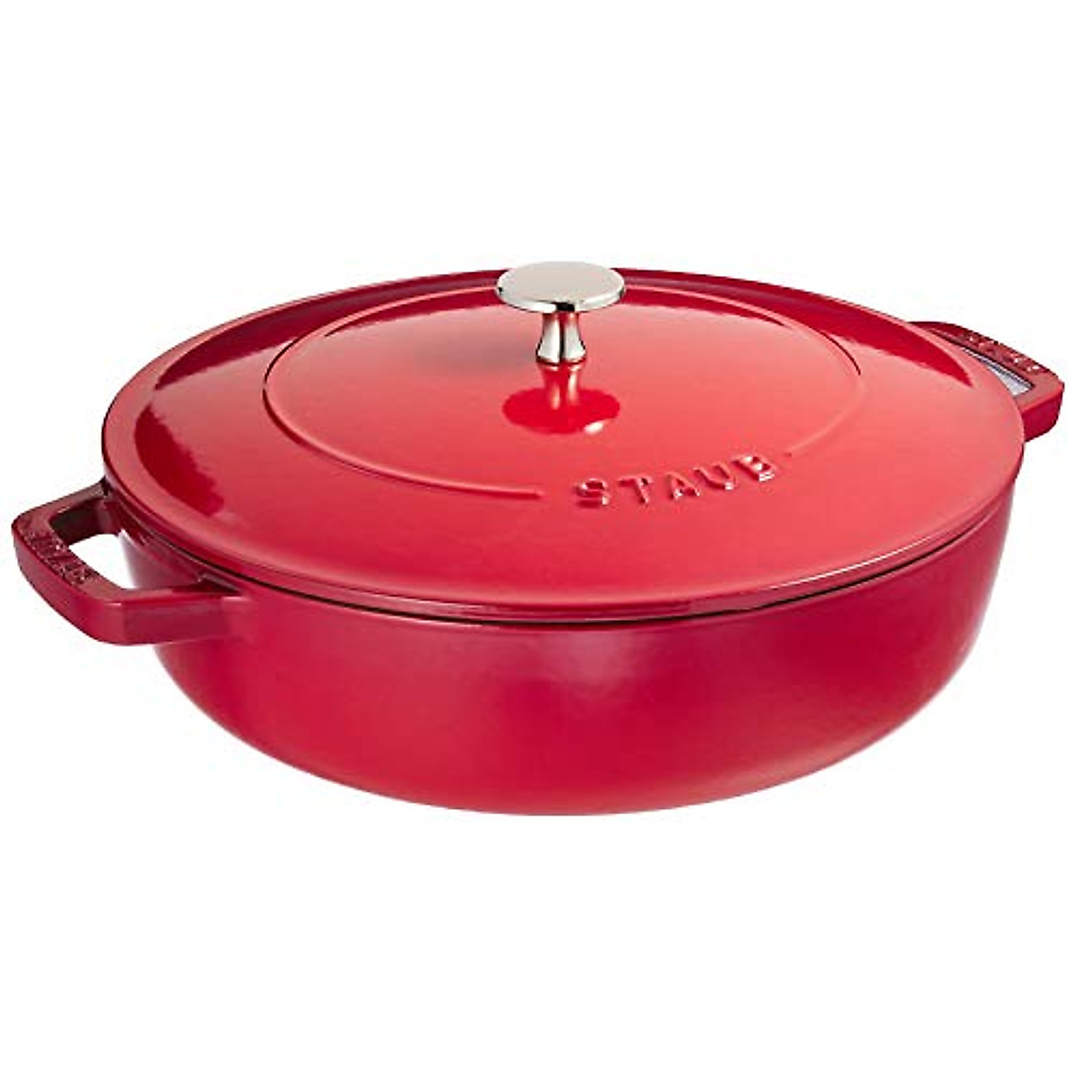 Staub Braiser 40506-544 Blazer Saute Pan, Cherry, 10.2 inches (26 cm), Large, Double-Handed, Casted, Enameled Pot, Sukiyaki, Induction Compatible