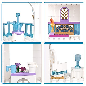 JIMUJIA Girls Building Blocks Toys Princess Castle 377 Pieces Ice and Snow Blue Dream House Construction Toys for Girls Building Bricks Toys for Brithday for Kids 6 Years and Up