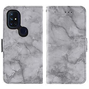 Asuwish Phone Case for OnePlus Nord N10 5G with Tempered Glass Screen Protector and Marble Wallet Cover Flip Card Holder Slot Stand Cell One Plus N 10 G5 1 Plus 10N 1plus One+ 1+ N105G Women Men Black