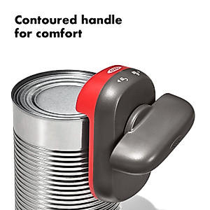 OXO Outdoor Kitchen Compact Can Opener with Built-In Bottle Opener,Red/Grey