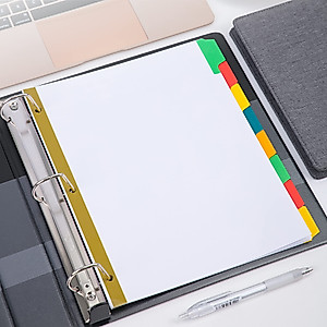 Amazon Basics 8-Tab Binder Divider, White Label Dividers with Easy Peel, 1-Pack